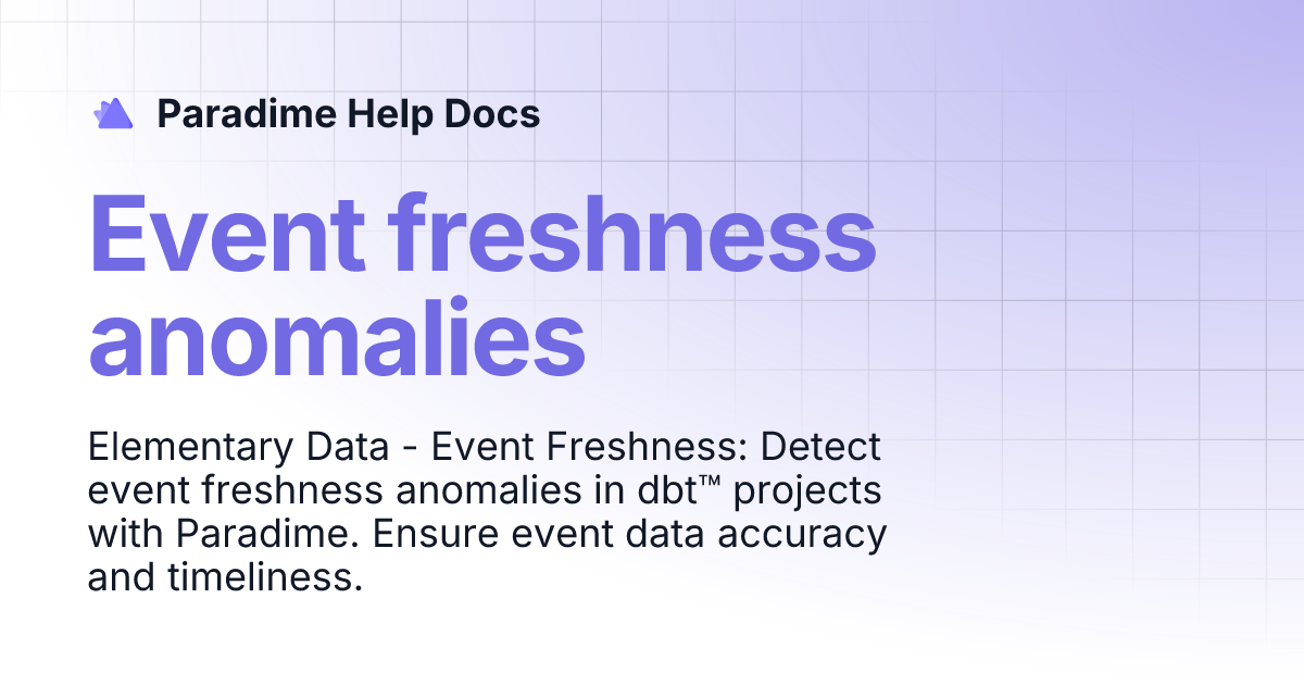 Event freshness anomalies | Paradime Help Docs