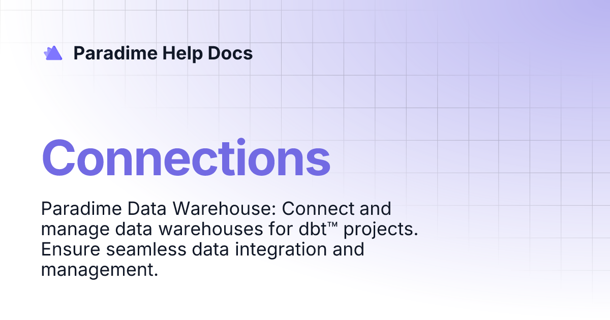 Connections | Paradime Help Docs