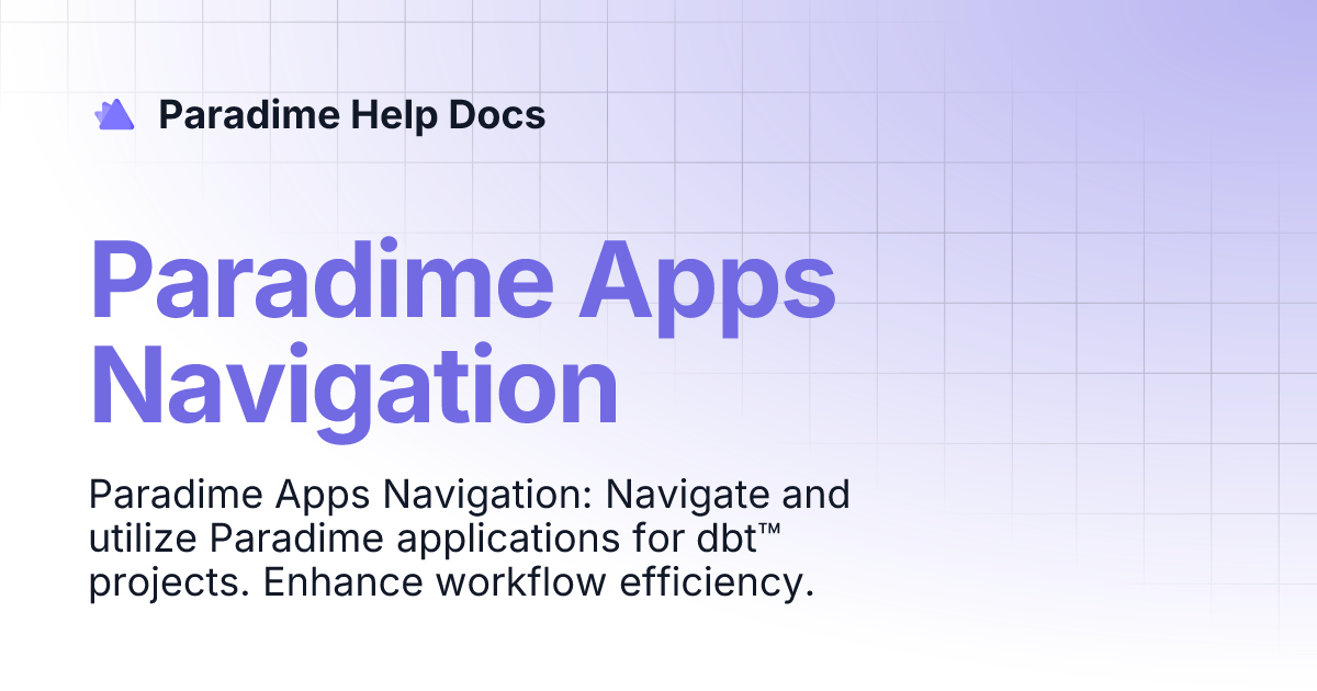 Paradime Apps Navigation Paradime Help Docs