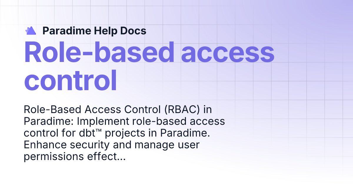 Role-based access control | Paradime Help Docs