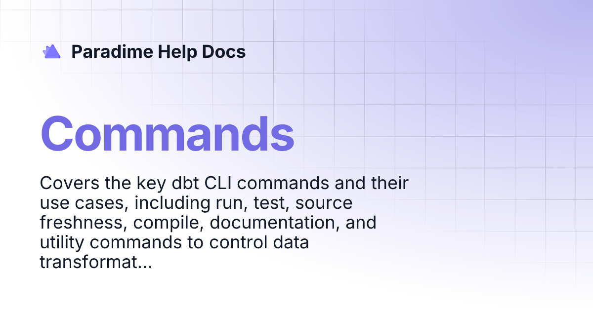 Commands | Paradime Help Docs