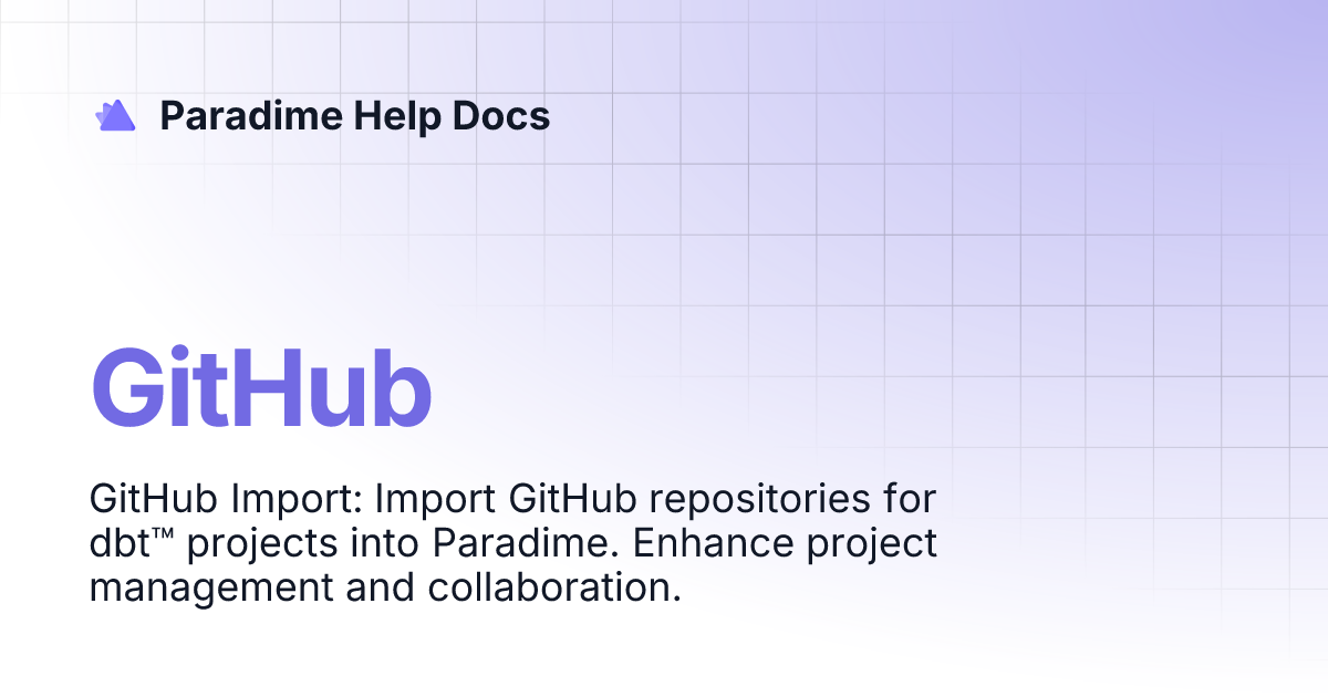 GitHub | Paradime Help Docs