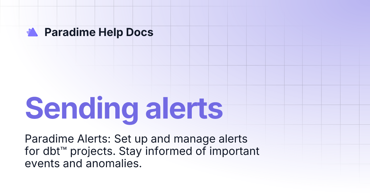 Sending alerts | Paradime Help Docs