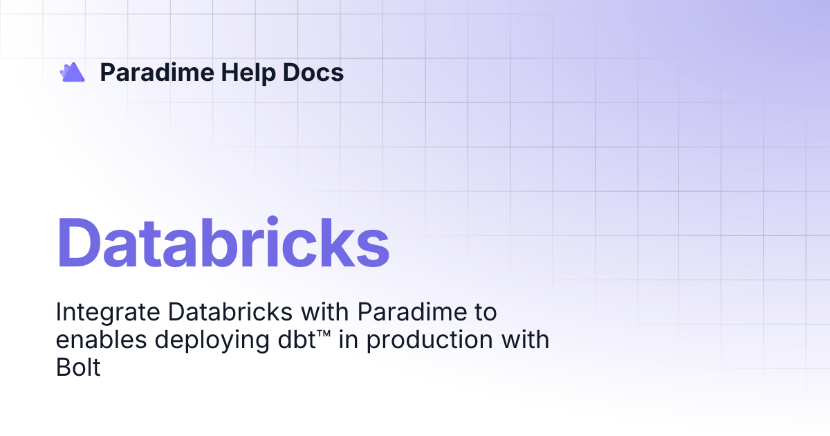 Databricks | Paradime Help Docs