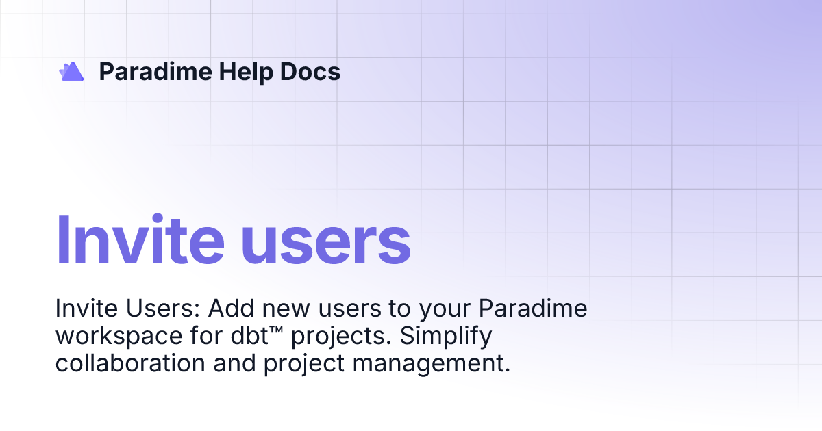 Invite users | Paradime Help Docs