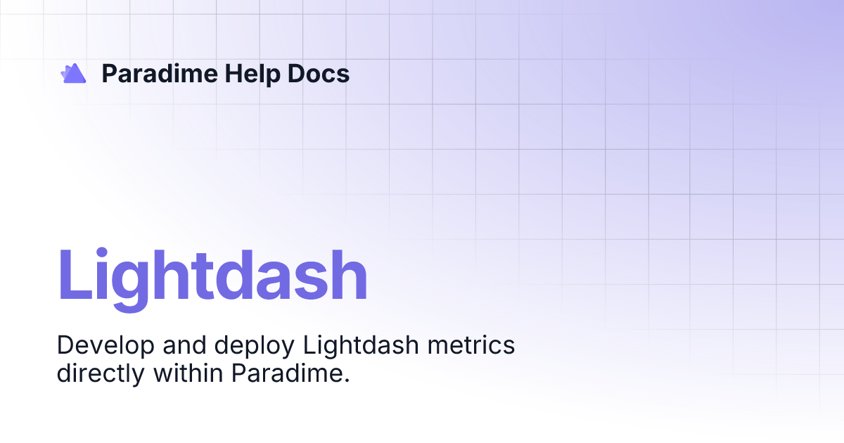 Lightdash | Paradime Help Docs
