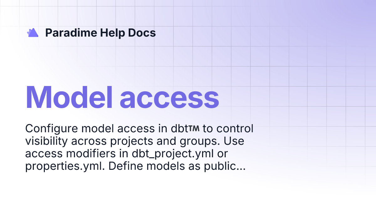 Model access | Paradime Help Docs