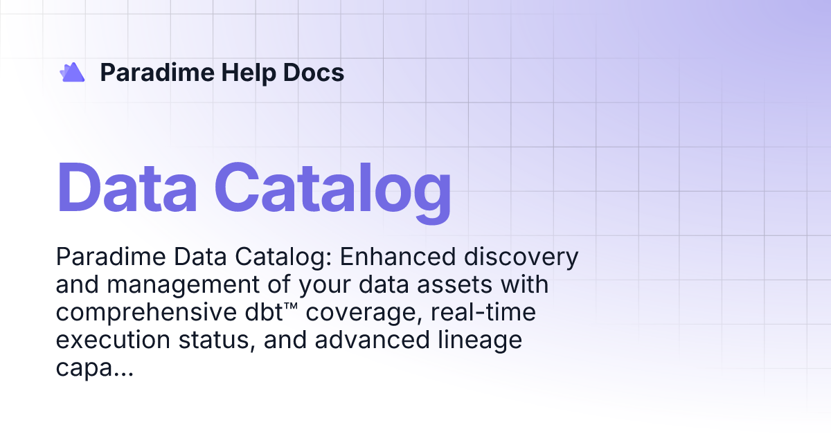 Data Catalog | Paradime Help Docs