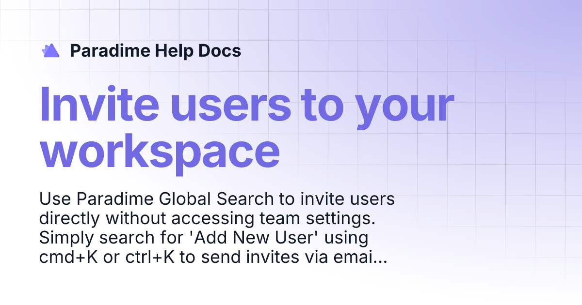 Invite users to your workspace | Paradime Help Docs