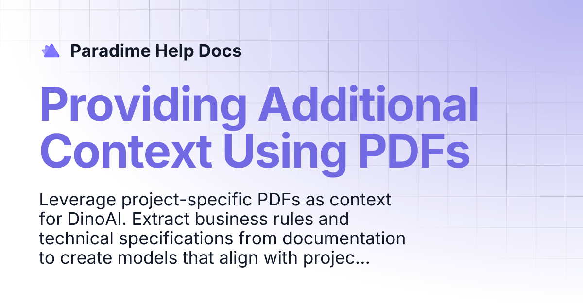 Providing Additional Context Using PDFs | Paradime Help Docs