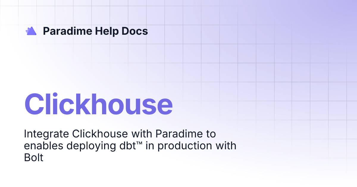 Clickhouse | Paradime Help Docs