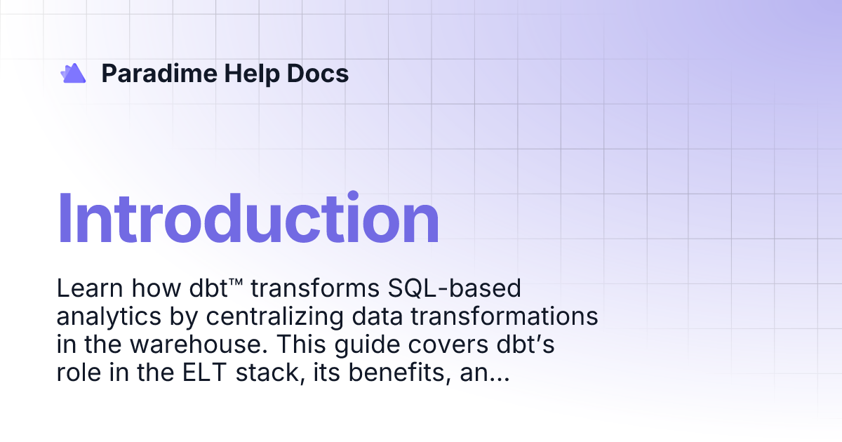 Introduction | Paradime Help Docs