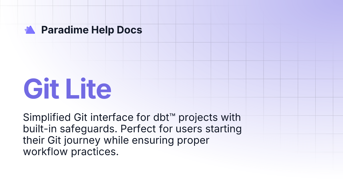 Git Lite | Paradime Help Docs