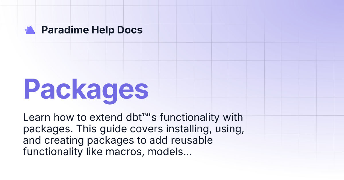 Packages | Paradime Help Docs