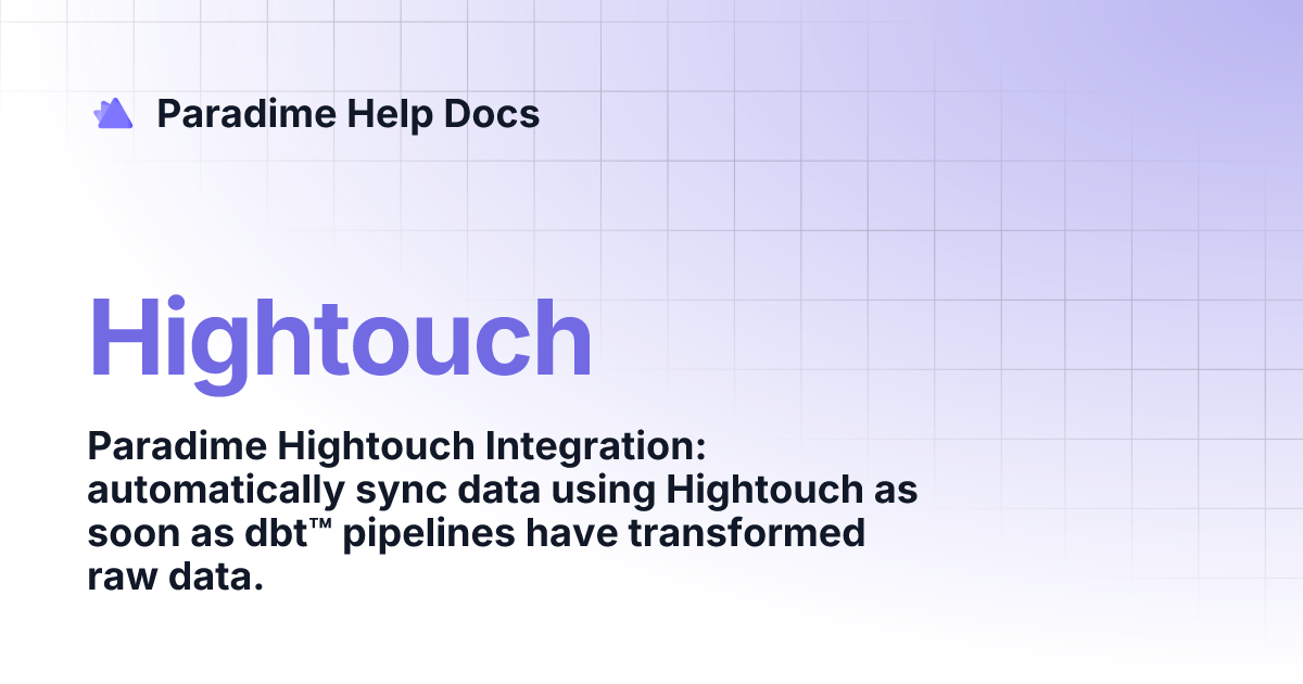 Hightouch | Paradime Help Docs