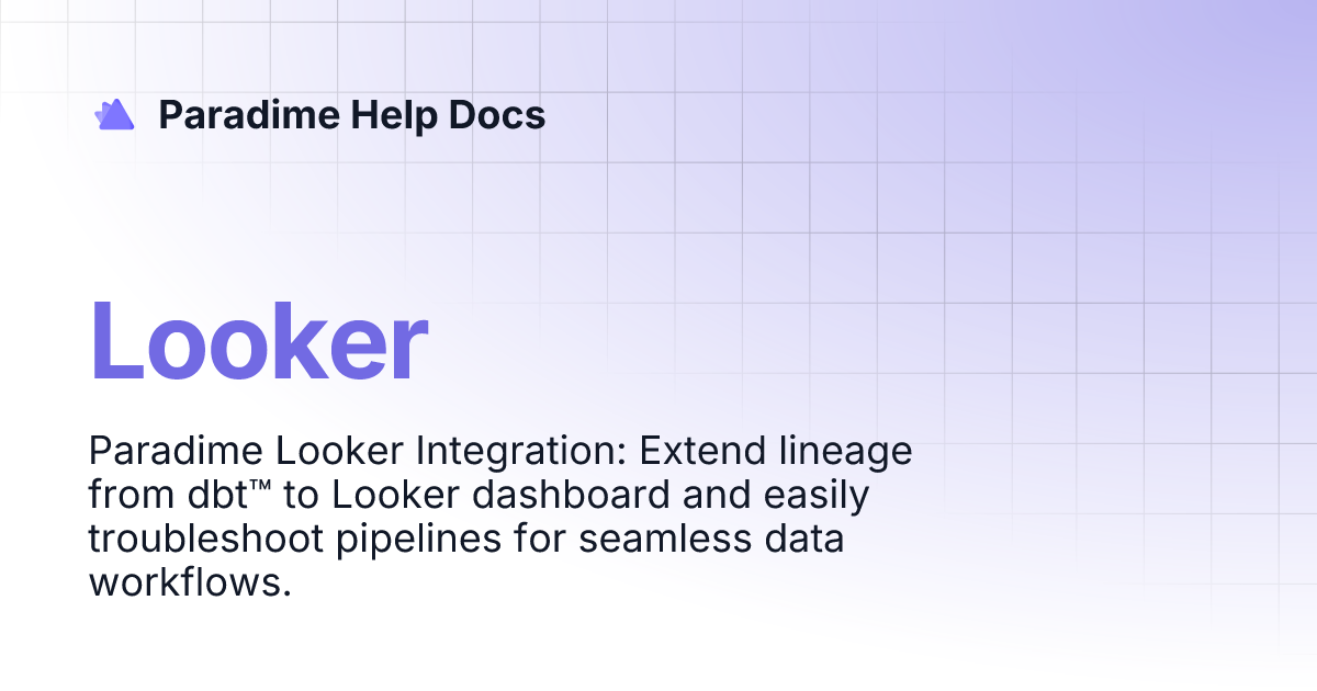 Looker | Paradime Help Docs